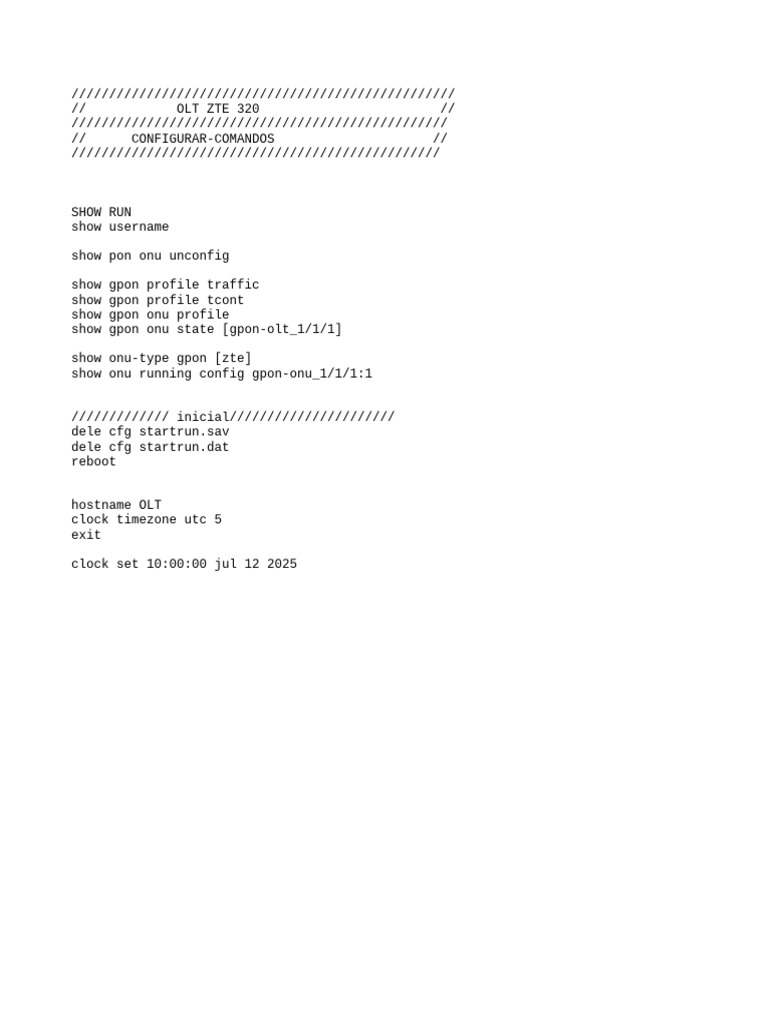 Comandos Olt Zte | PDF