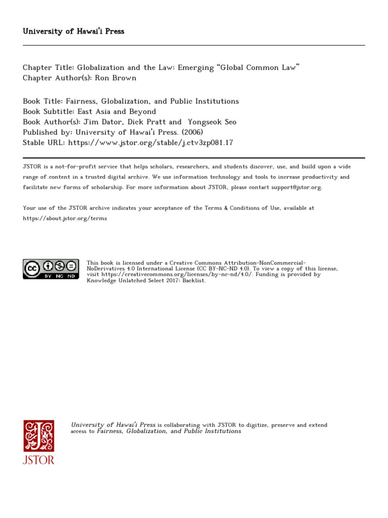 Brown GlobalizationLaw 2006 | PDF | Globalization | Common Law