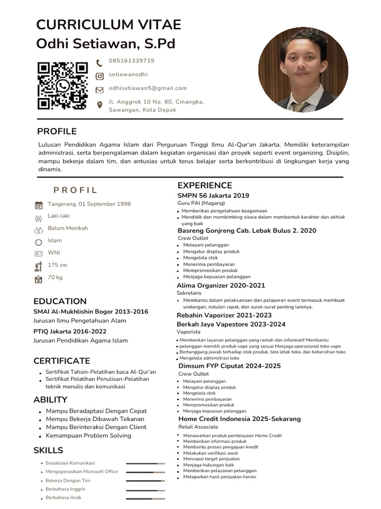 Curriculum Vitae Odhi Setiawan, S.Pd | PDF