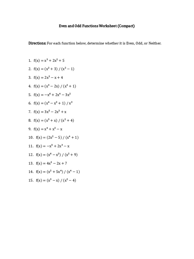 Even Odd Worksheet Compact | PDF