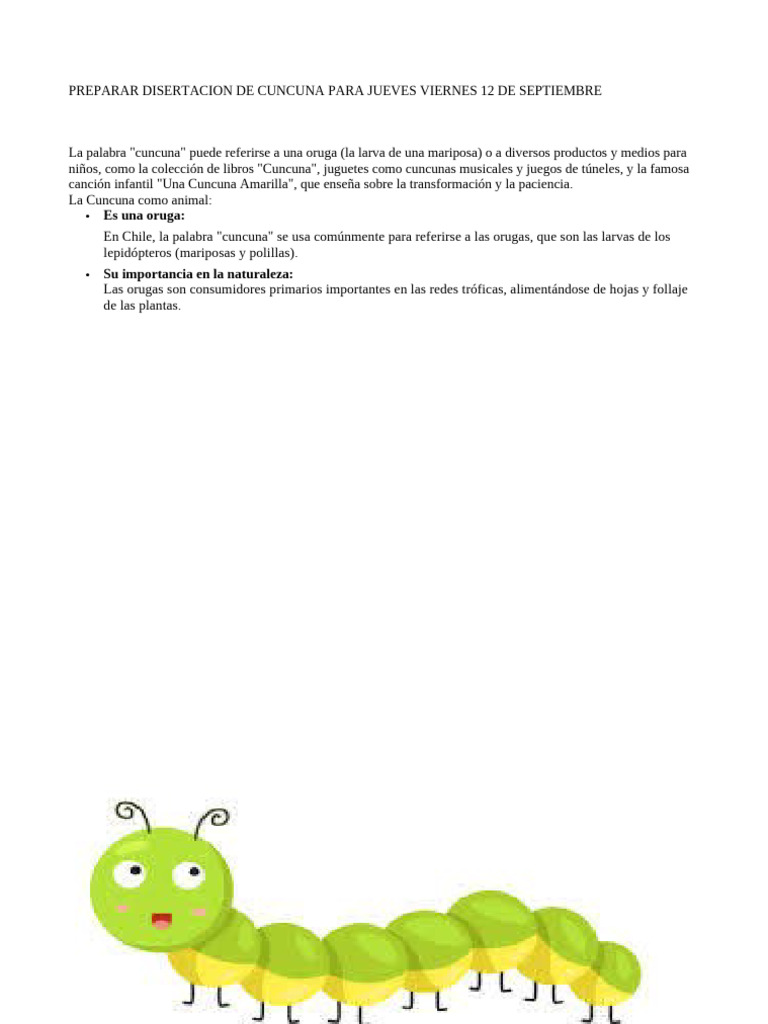 Disertación sobre la Cuncuna y su Ecología | PDF