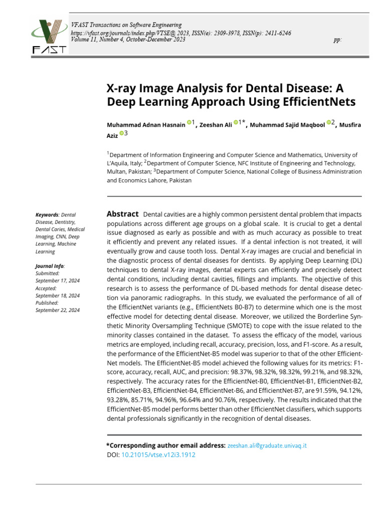 X Ray Image Analysis For Dental Disease A Deep Learning Approach Using ...