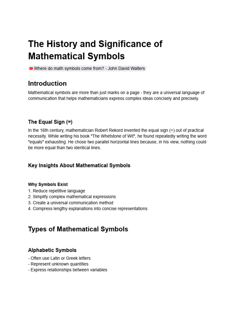 Where Do Math Symbols Come From - John David Walters | PDF ...