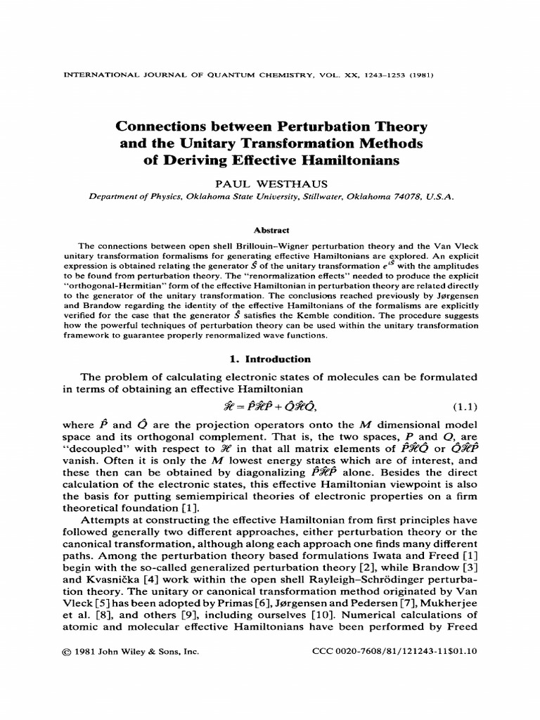 Qua 560200609 | PDF | Perturbation Theory (Quantum Mechanics) | Matrix ...