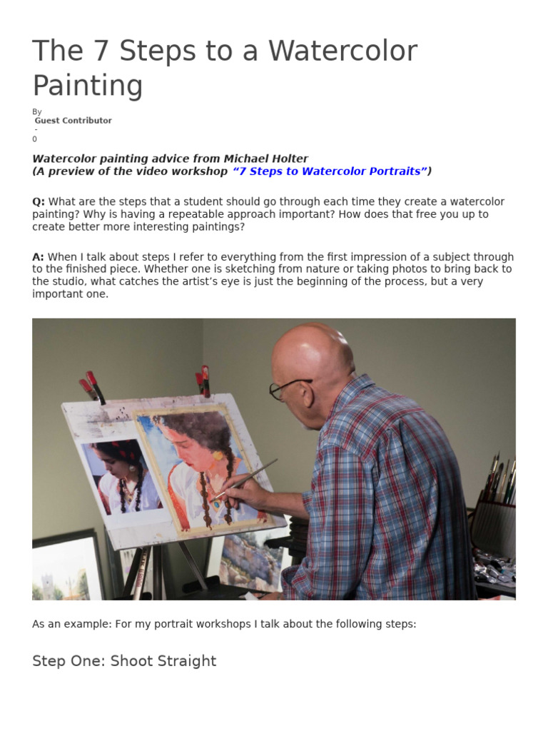 The 7 Steps To A Watercolor Painting | PDF | Paintings | Drawing