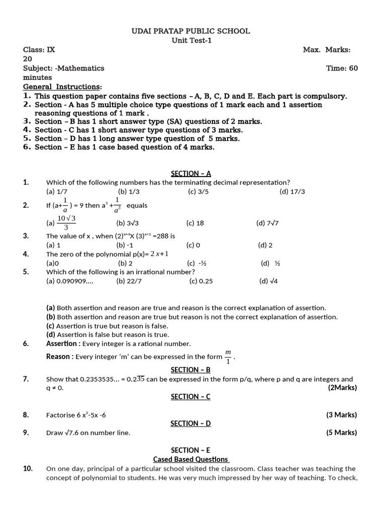 UT1 9th 2025-26 | PDF | Polynomial | Factorization