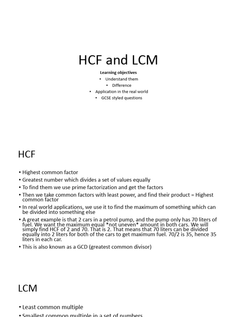 Lesson 2. HCF and LCM | PDF