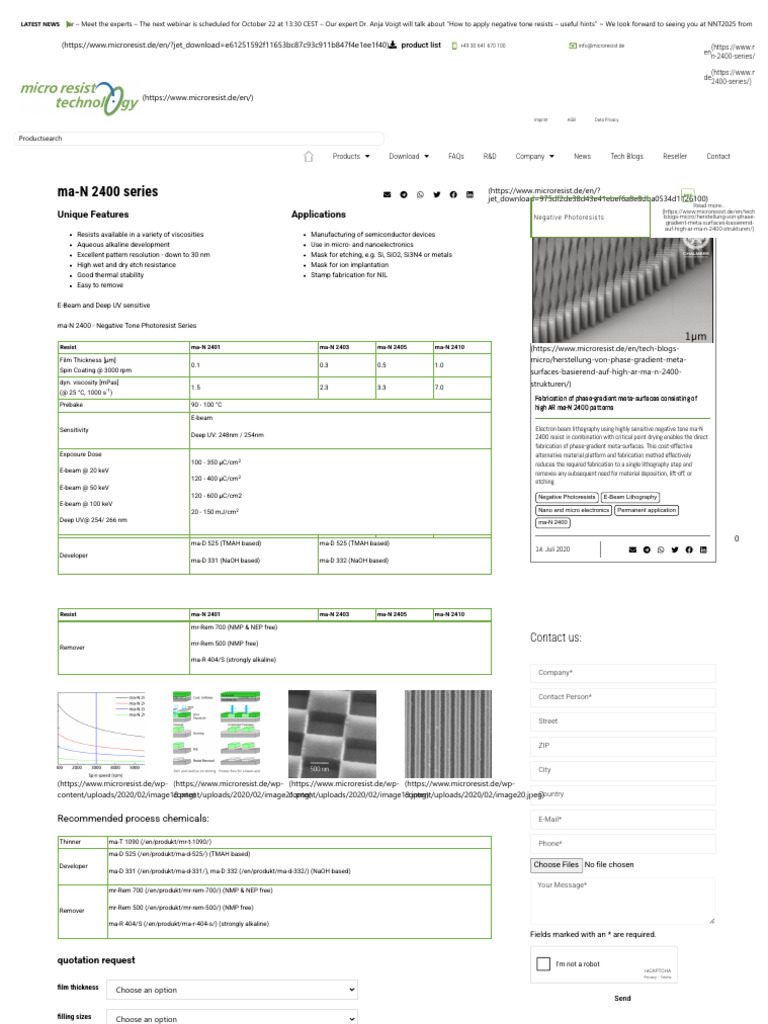 ma-N 2400 Series Overview | PDF | Photolithography | Materials