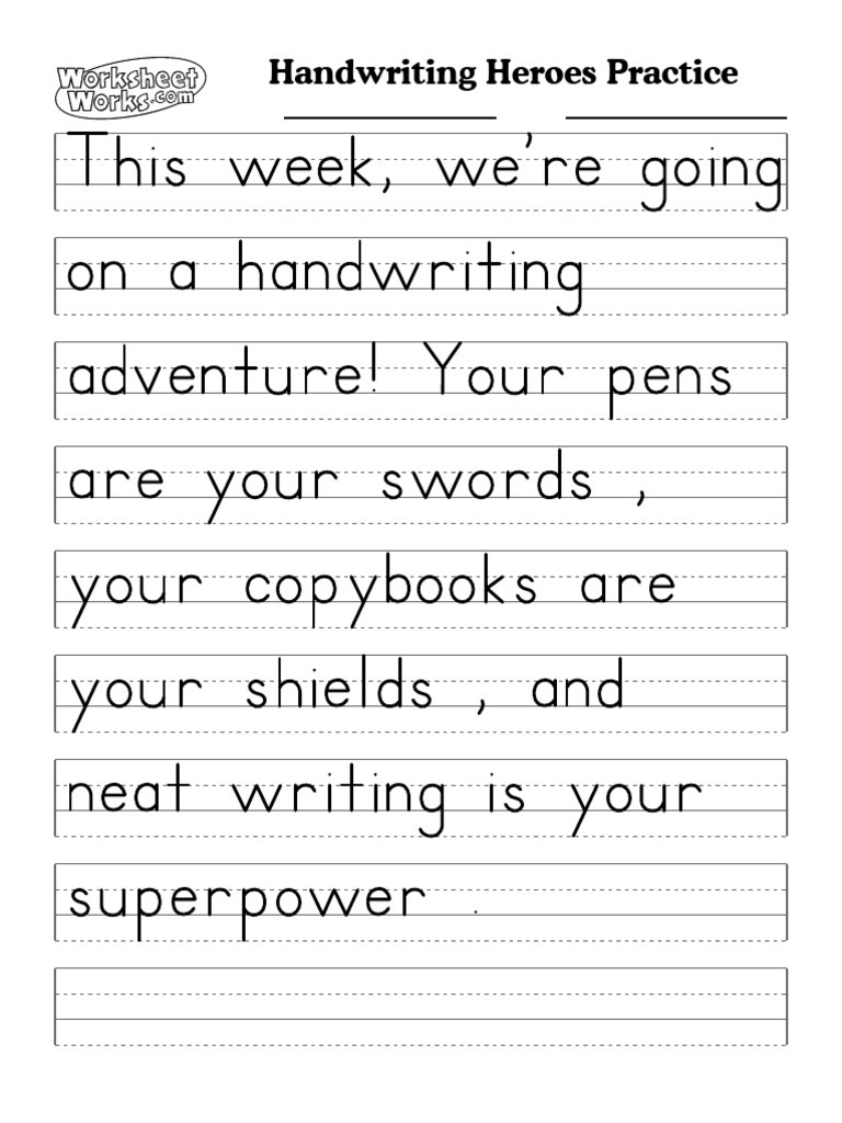 Handwriting Heroes Practice Worksheets | PDF
