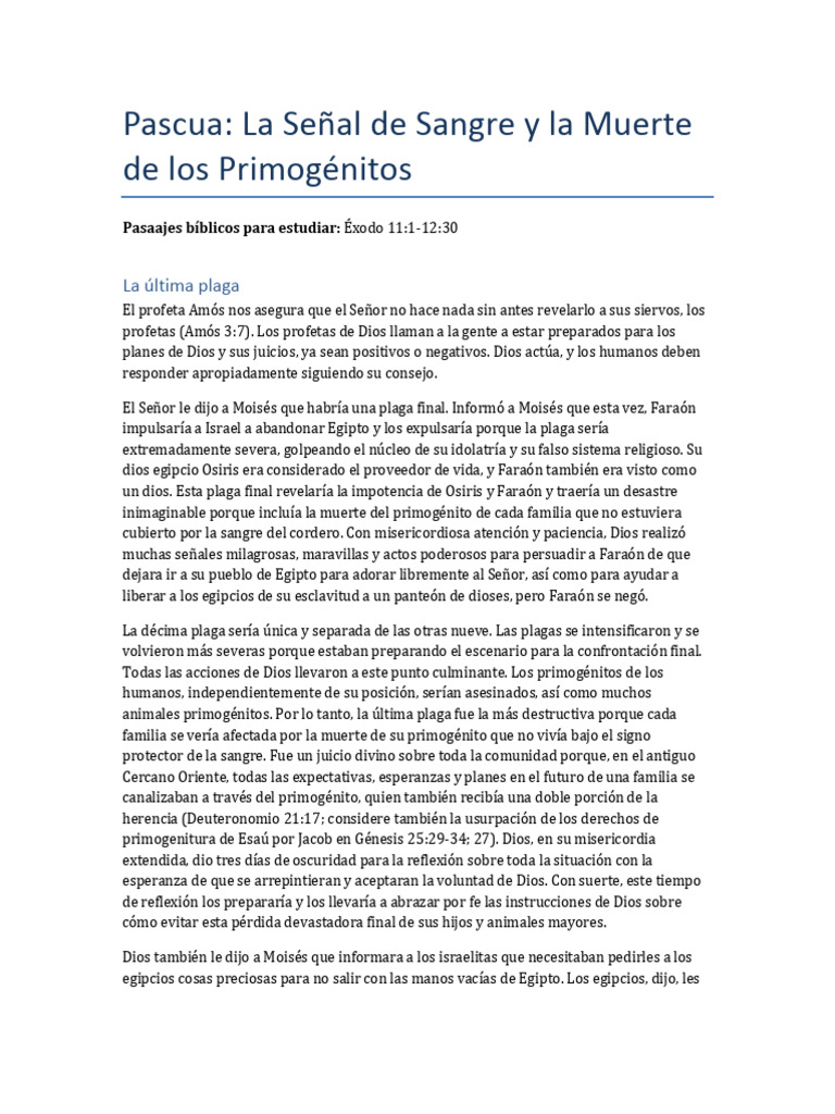 Pascua: La Última Plaga y su Significado | PDF | Libro del éxodo | Moisés