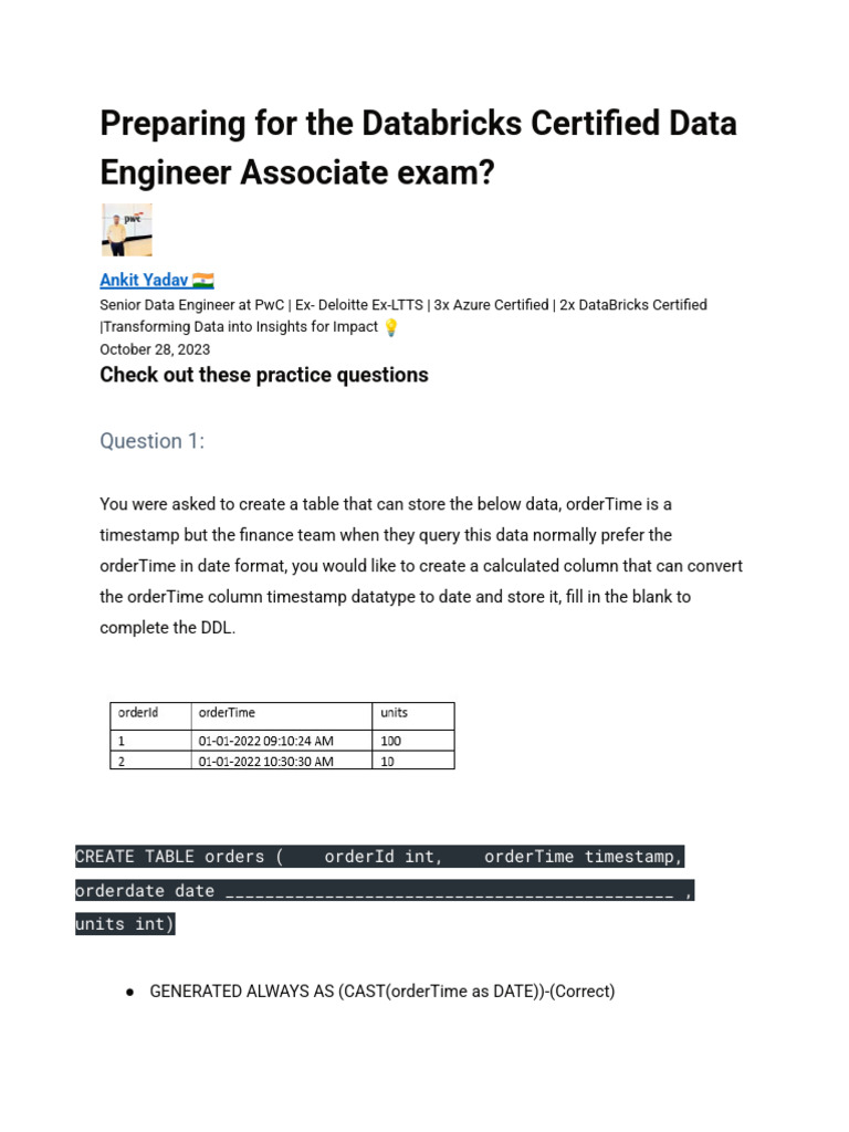 Databricks Data Engineer Exam Prep Guide | PDF | Scalability | Data ...