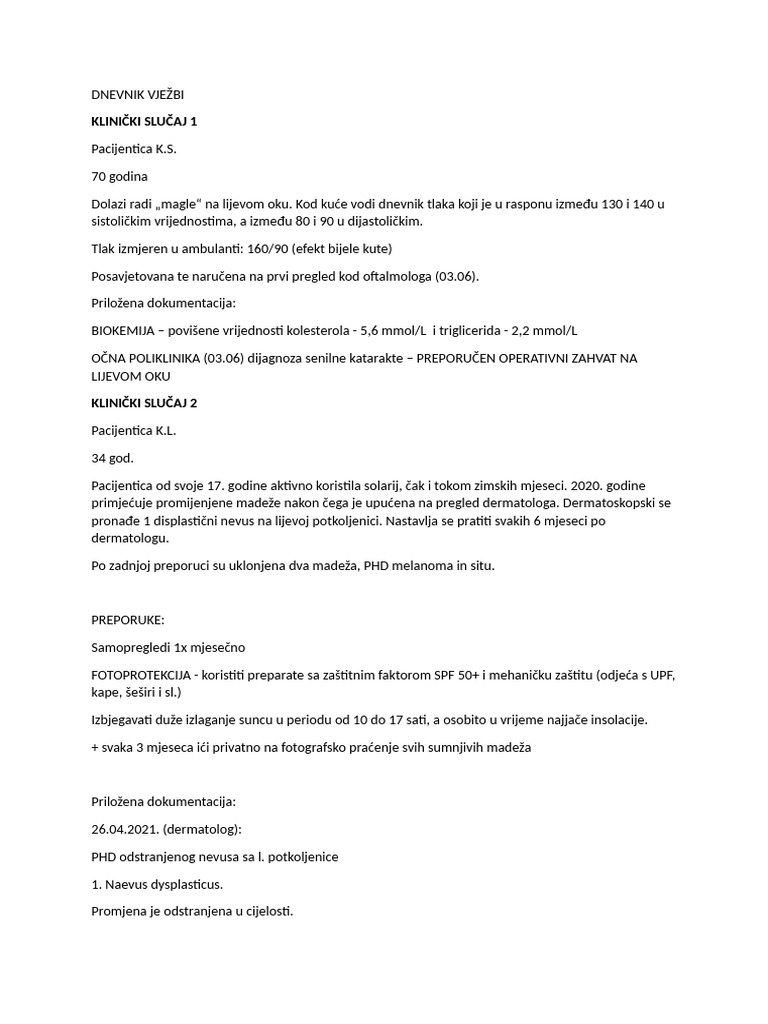 Dnevnik Vježbi | PDF