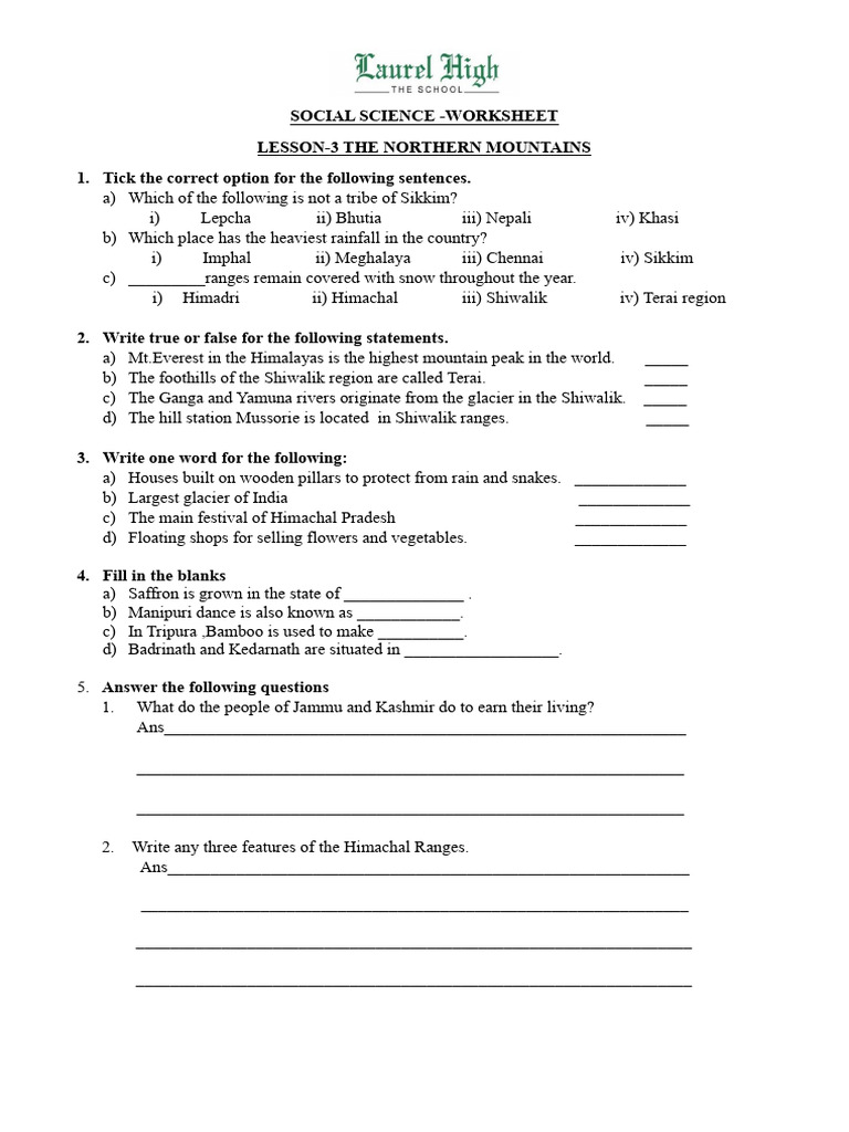 SST Lesson - 3 Worksheet Document | PDF