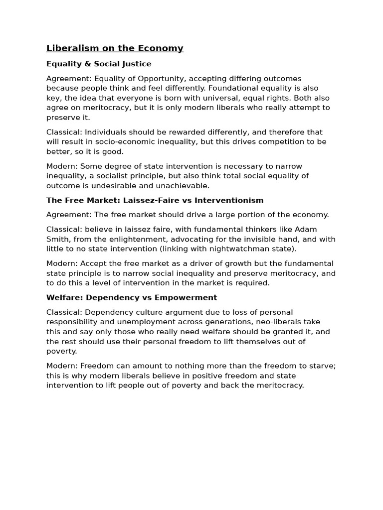 Liberalism On The Economy | PDF