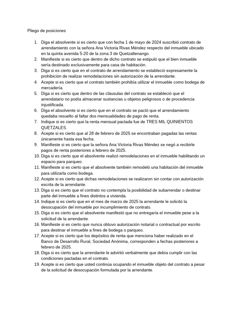 Pliego de Posiciones | PDF