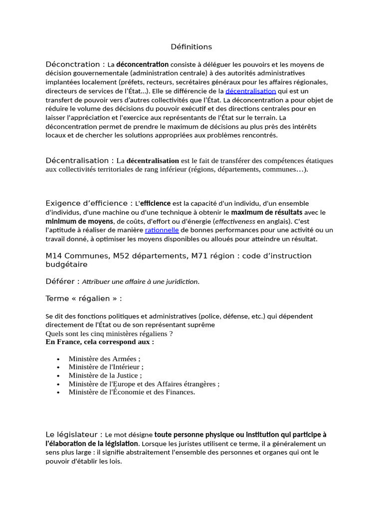 Déconcentration et décentralisation en France | PDF | Moralité ...