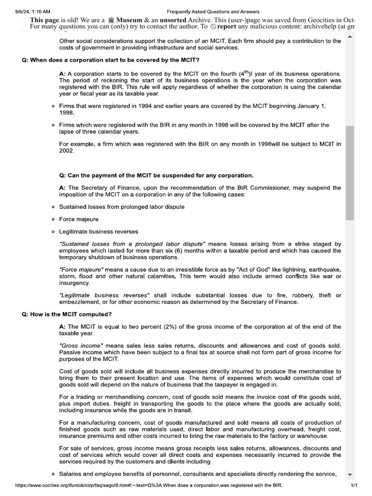 Mcit Sample Entries | PDF