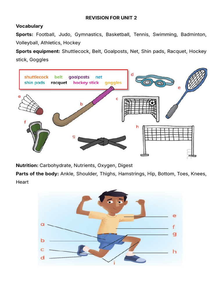 Revision For Unit 2 | PDF | Sports