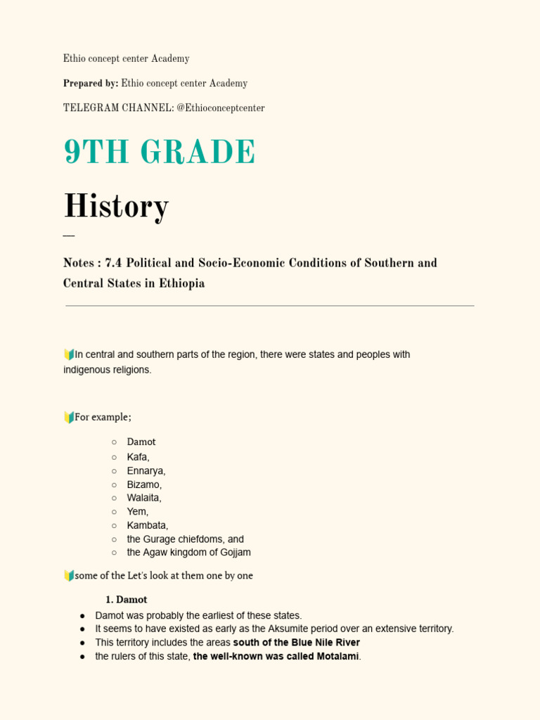Southern & Central Ethiopia: History Notes | PDF | Ethiopia
