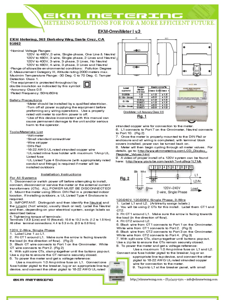 OmniMeter Universal Smart Meter User Manual EKM Metering | PDF | Fuse ...