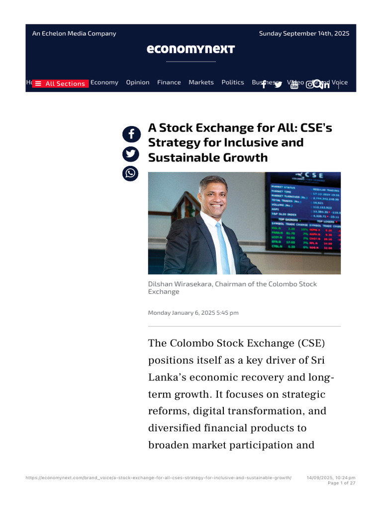 CSE's Strategy for Inclusive Growth | PDF | Investing | Bonds (Finance)
