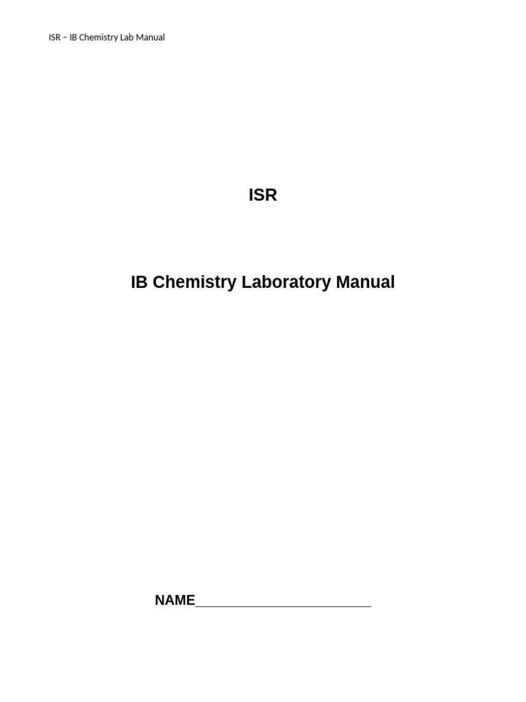IB Chemistry Lab Manual Guide | PDF | Titration | Chemistry