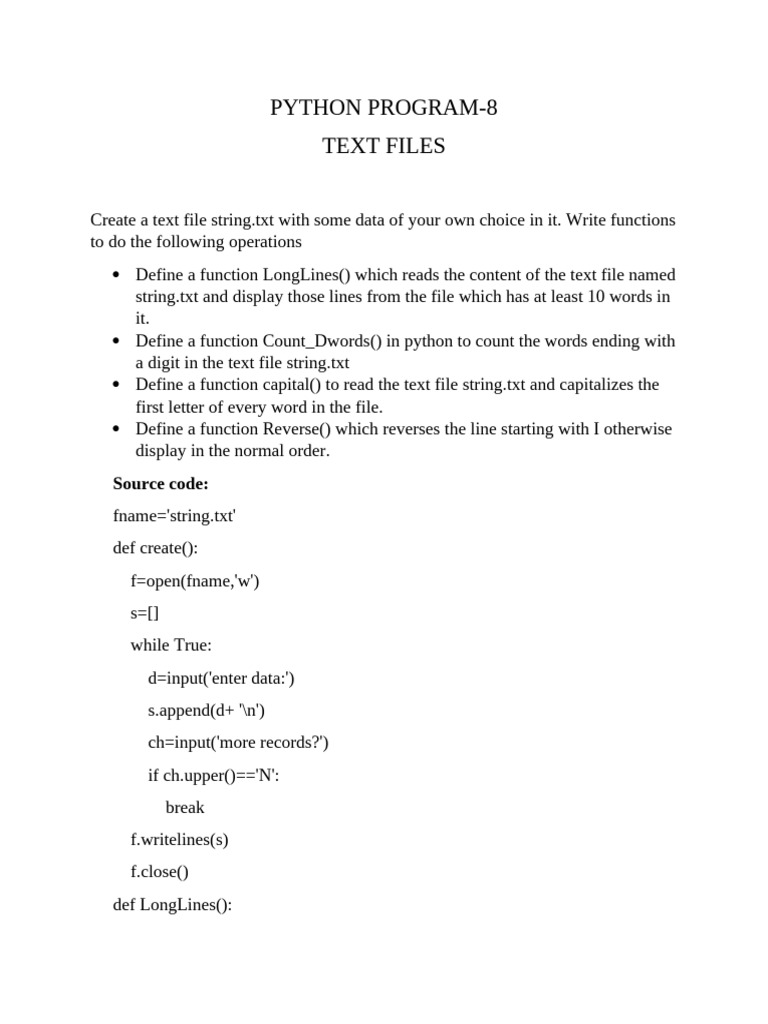 Python Program 8 | PDF