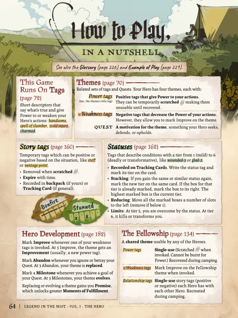 Legend in the Mist RPG - How to Play in a Nutshell | PDF