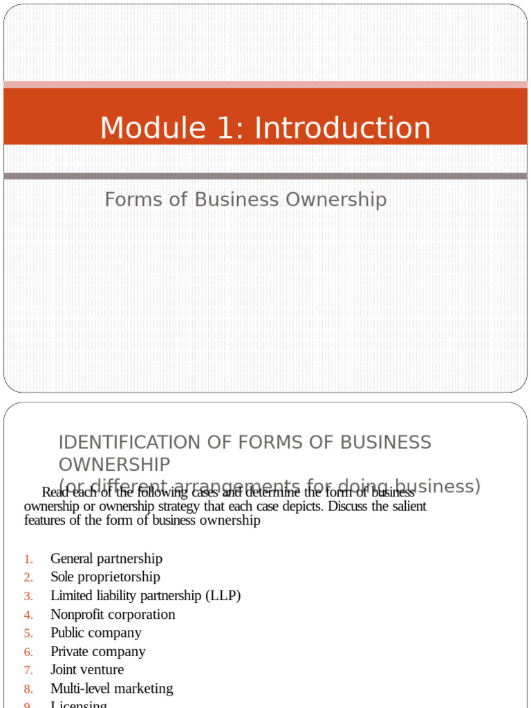 Forms of Business Ownership (1st Lecture) | PDF | Business | Franchising