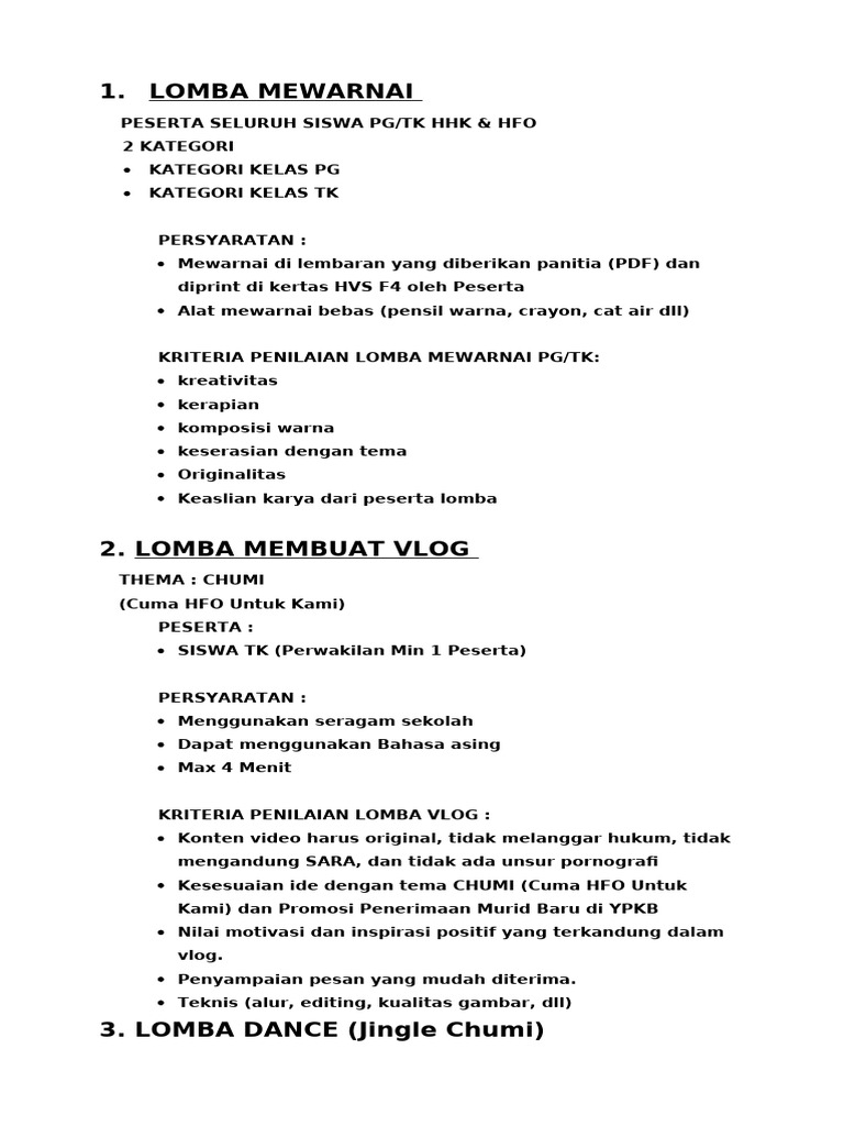 Redaksi Lomba Untuk Tk | PDF