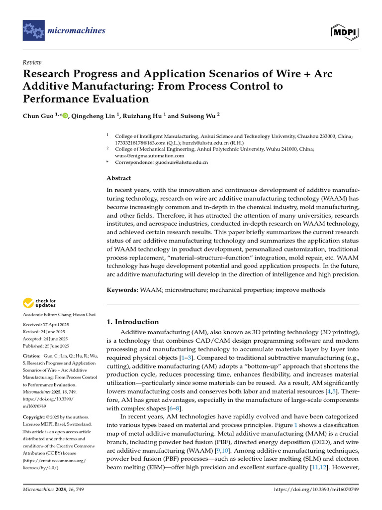 WAAM Technology: Progress and Applications | PDF | Welding | Construction