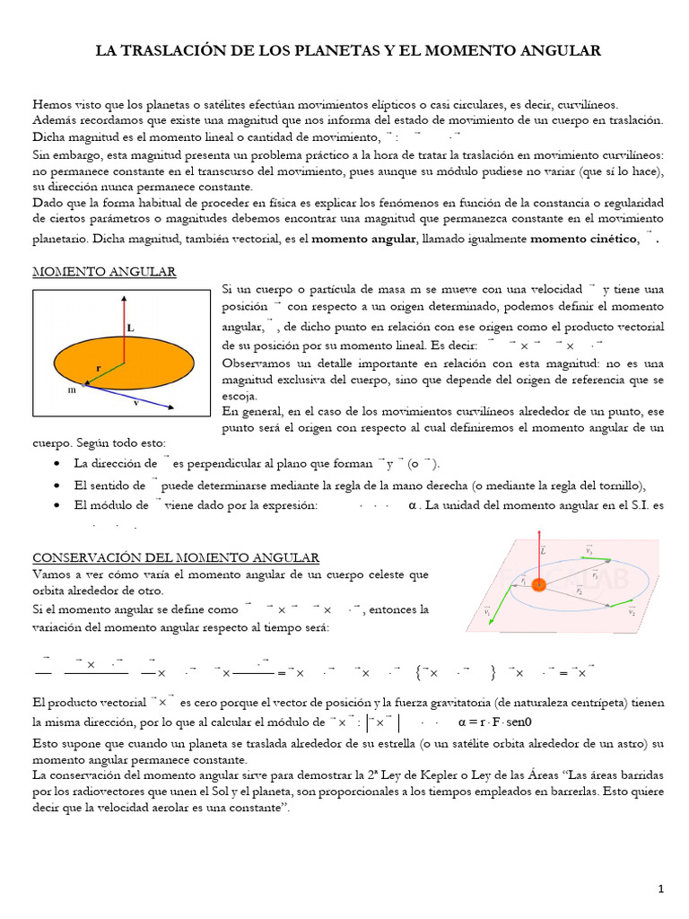 Momento Angular en La Traslación de Los Planetas | PDF | Momento ...