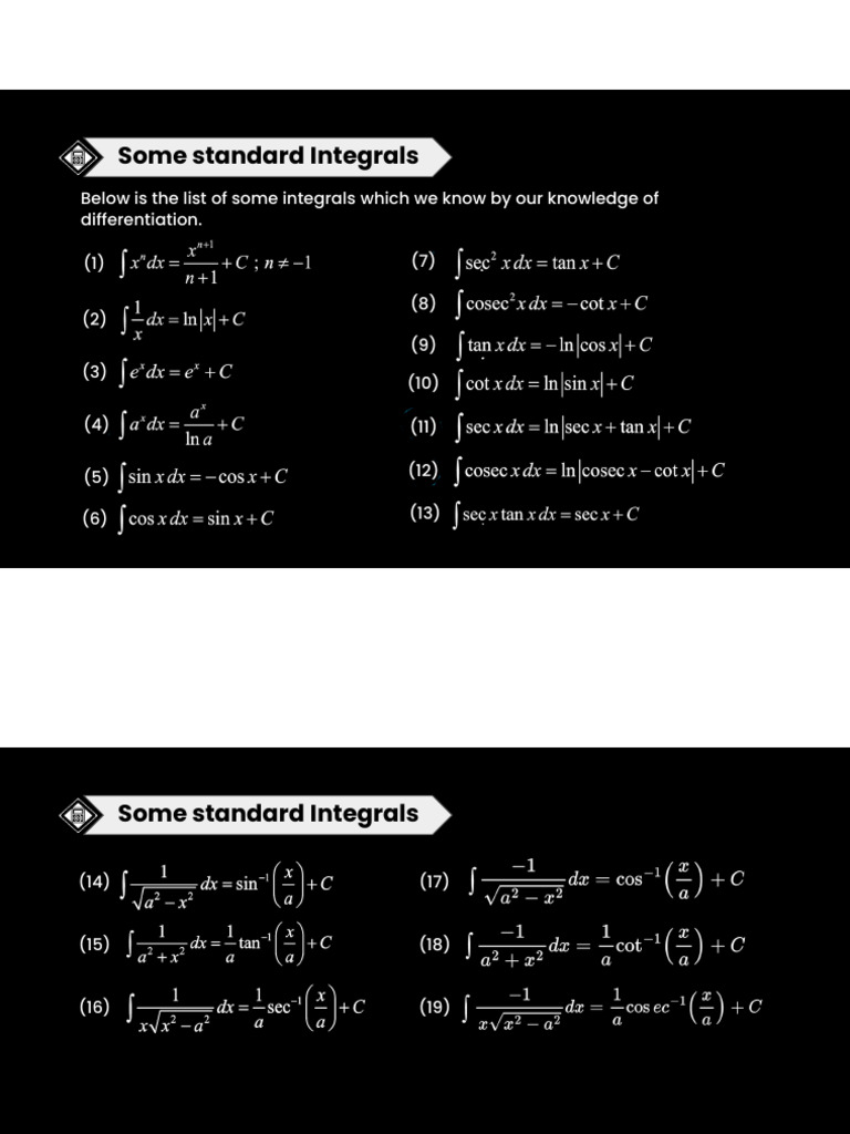Indefinite Integration Formula | PDF | Integral | Mathematical Physics