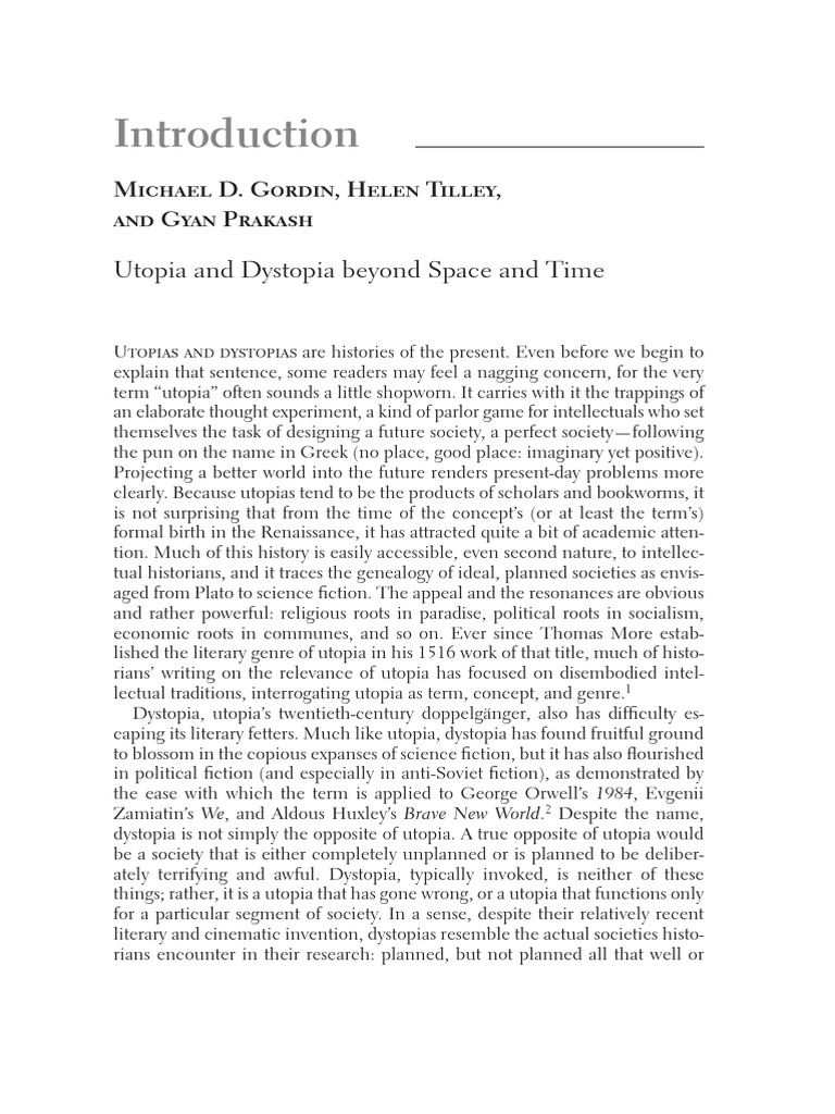 UTOPIA - DYSTOPIA - Conditions of Historical Possibility | PDF | Utopia ...