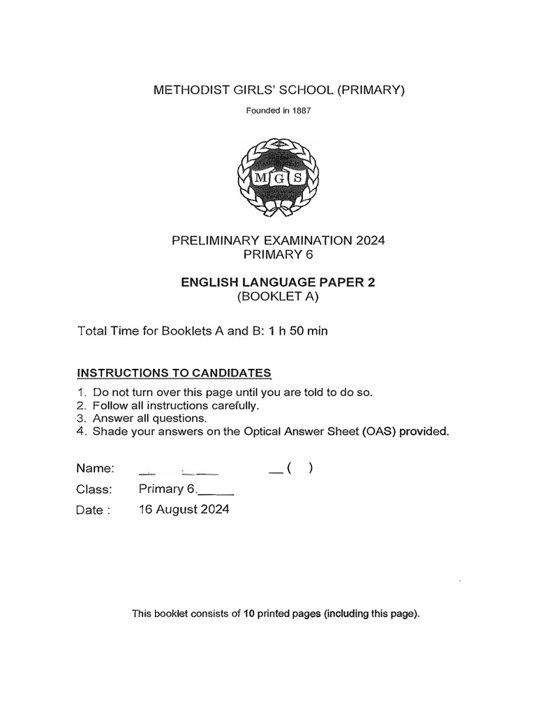 05 P6 English Prelim 2024 MGS Exam Papers | PDF
