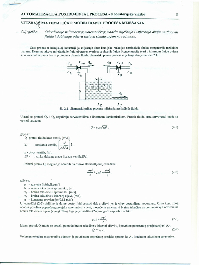 Matematicko Modeliranje Procesa Mijesanja | PDF