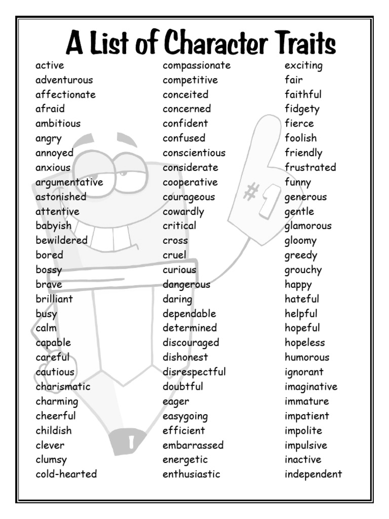 A List of Character Traits (2 A4 Pages) | PDF