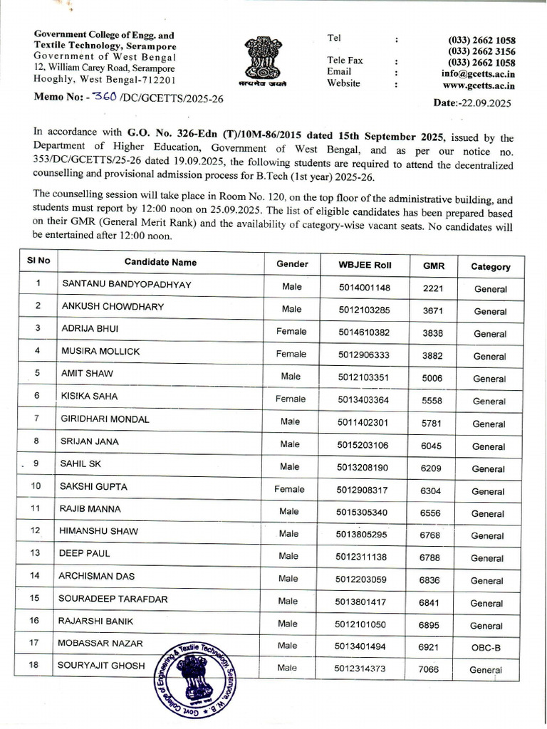 GCETT, Serampore | PDF