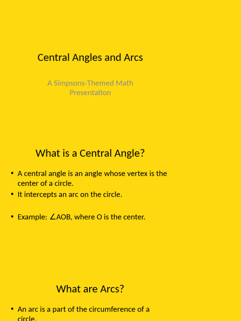 Central Angles and Arcs Explained | PDF