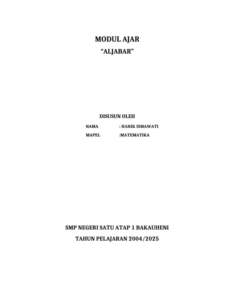 Modul Ajar Aljabar SMP Kelas VII | PDF