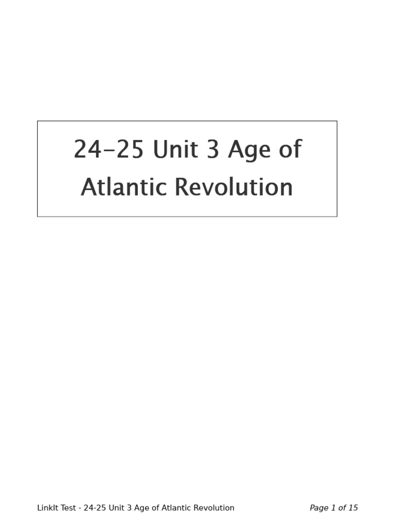 Unit 3 Age of Atlantic Revolution | PDF | Age Of Enlightenment | French ...