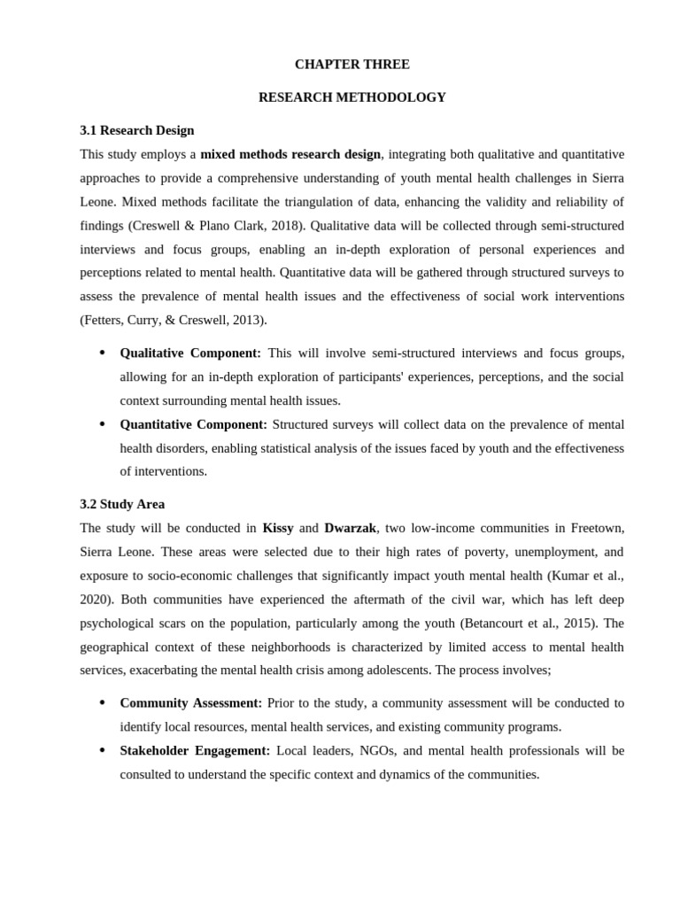 Anatu Silla Chapter Three | PDF | Focus Group | Mental Health