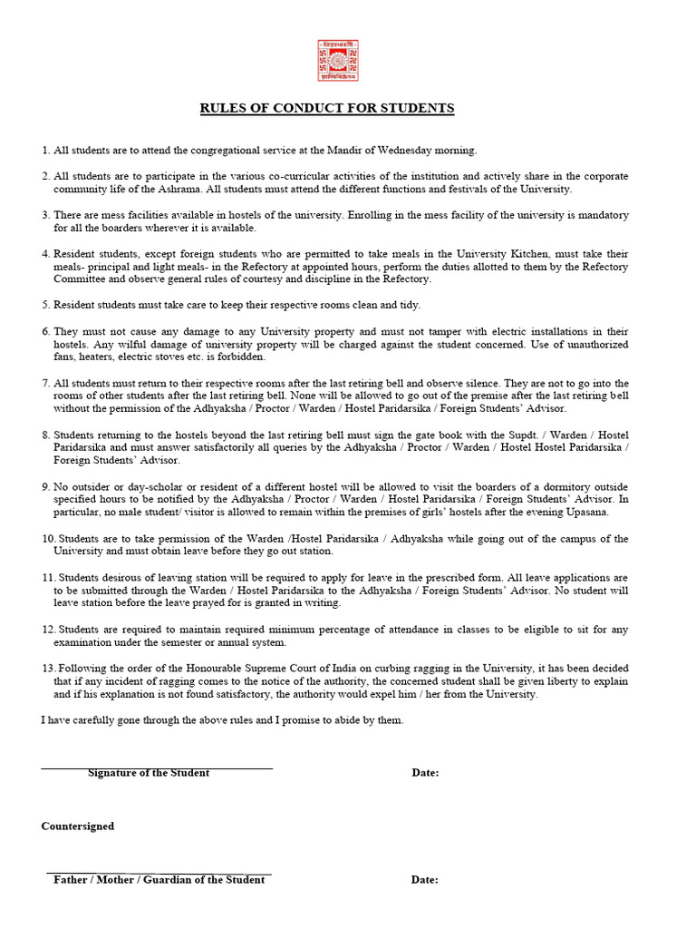 Student Conduct Rules and Guidelines | PDF