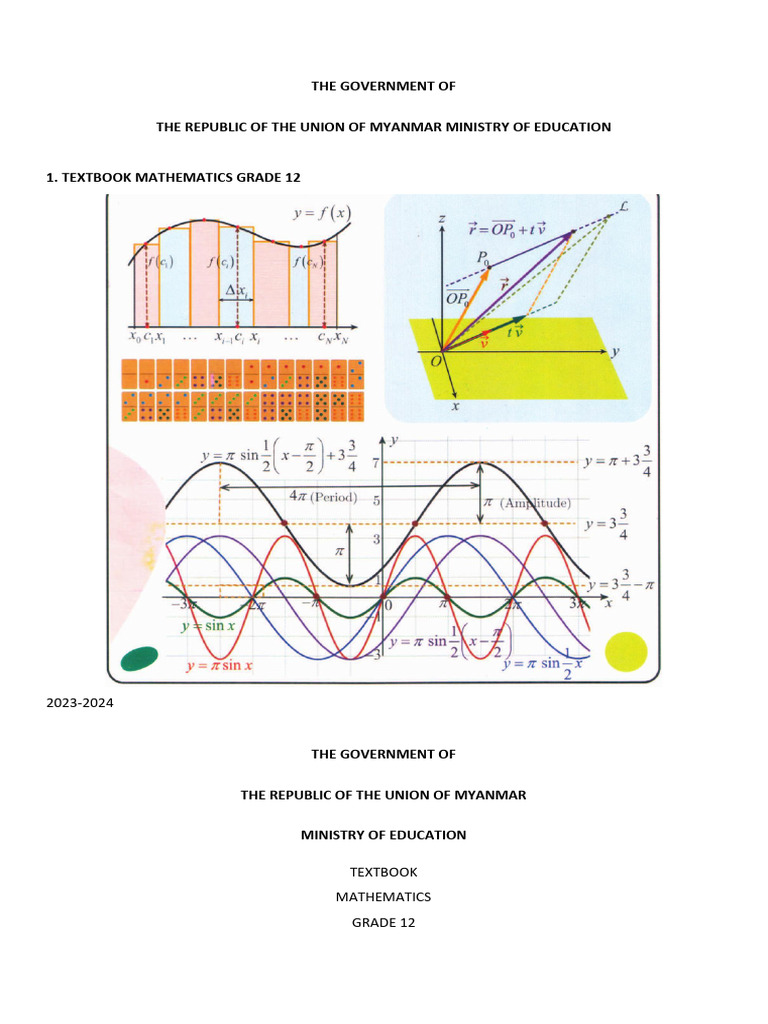 Grade 12 Mathematics Textbook Myanmar | PDF | Trigonometric Functions ...