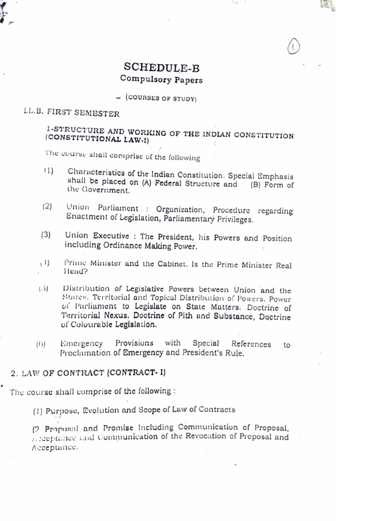 CSJMU LL.B. 1st Semester Syllabus | PDF | Tort | Crimes