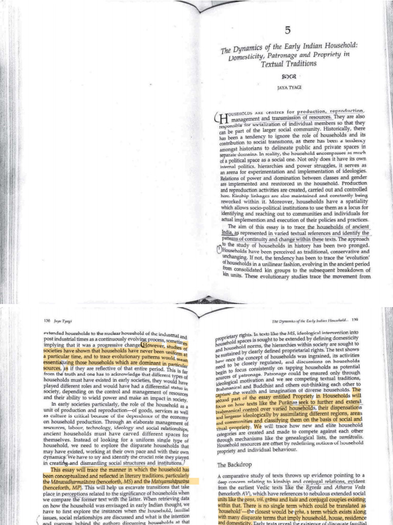Underlined Text Jaya Tyagi - Dynamics Of... Households | PDF