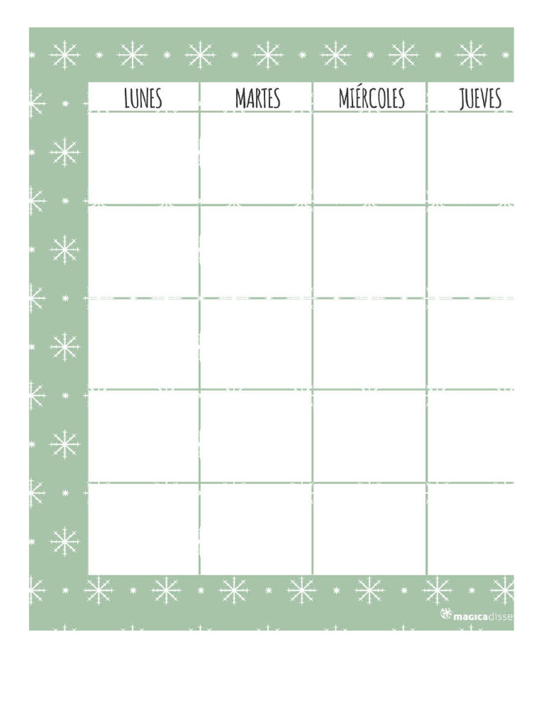 Descarga Gratis - Plantilla Calendario Mensual Imprimible 1 | PDF