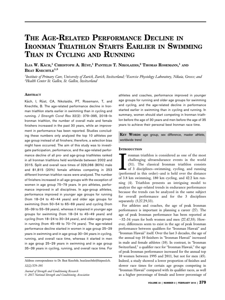 Age-Related Decline in Ironman Performance | PDF | Analysis Of Variance ...