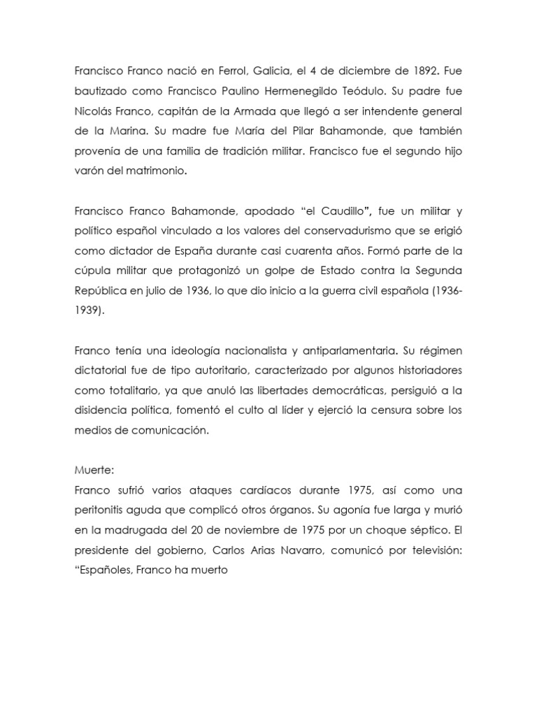Nacimiento de Francisco Franco en Ferrol | PDF