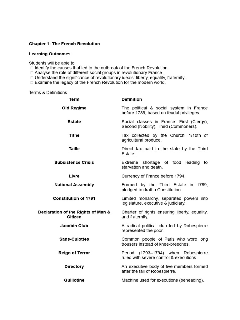 Chapter 1 - The French Revolution | PDF | French Revolution ...